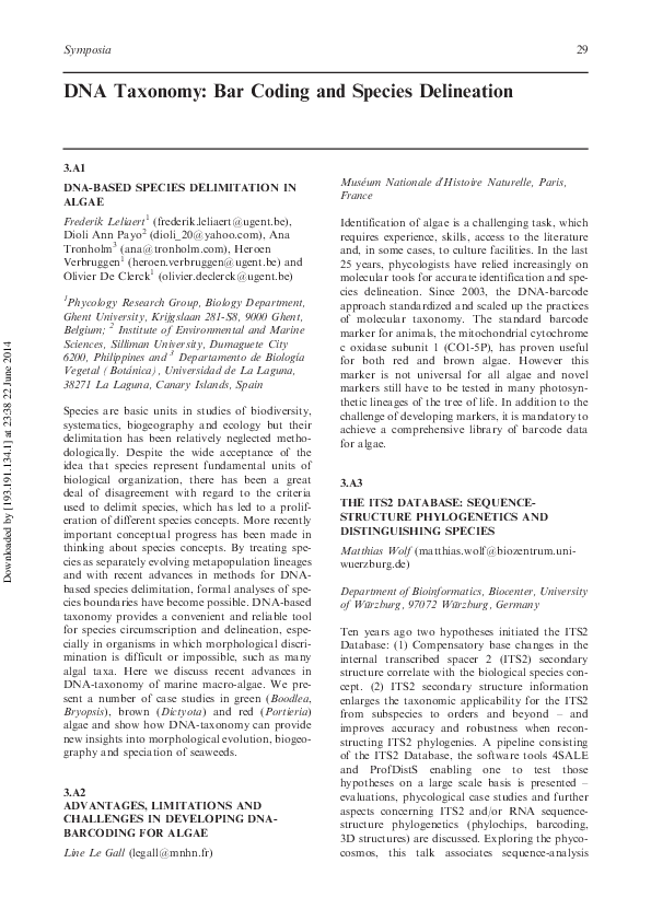 (PDF) DNA-based species delimitation in algae
