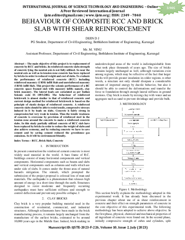 (PDF) BEHAVIOUR OF COMPOSITE RCC AND BRICK SLAB WITH SHEAR REINFORCEMENT