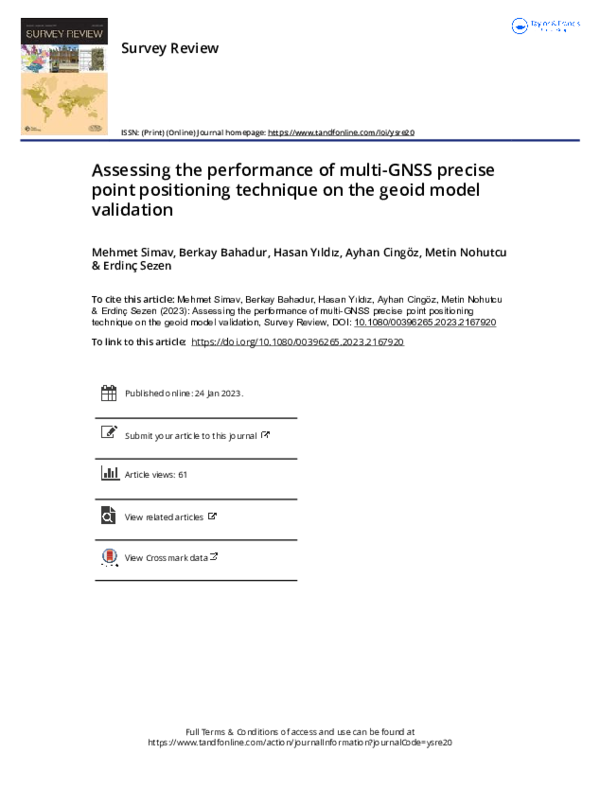 Pdf Assessing The Performance Of Multi Gnss Precise Point Positioning Technique On The Geoid