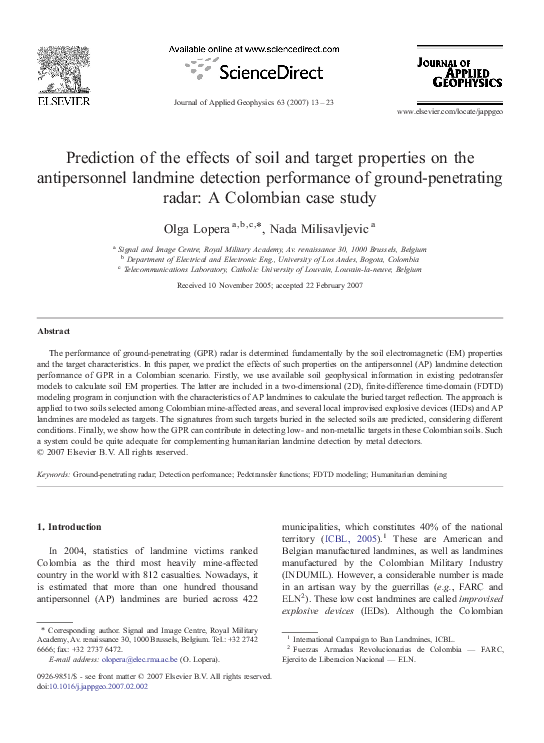(PDF) Prediction of the effects of soil and target properties on the antipersonnel landmine ...
