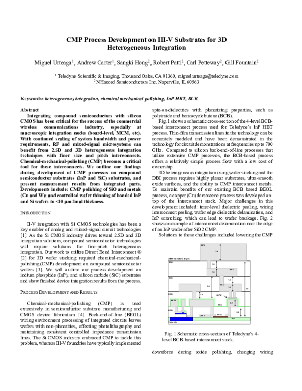 (PDF) CMP Process Development on III-V Substrates for 3D Heterogeneous ...