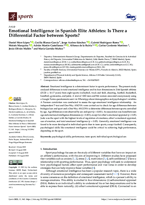 (PDF) Emotional Intelligence in Spanish Elite Athletes: Is There a ...