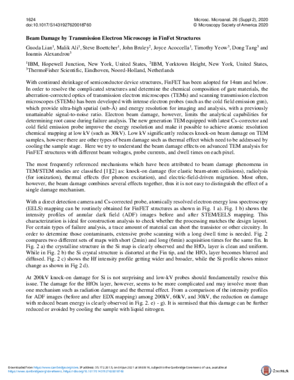 (PDF) Beam Damage by Transmission Electron Microscopy in FinFet ...