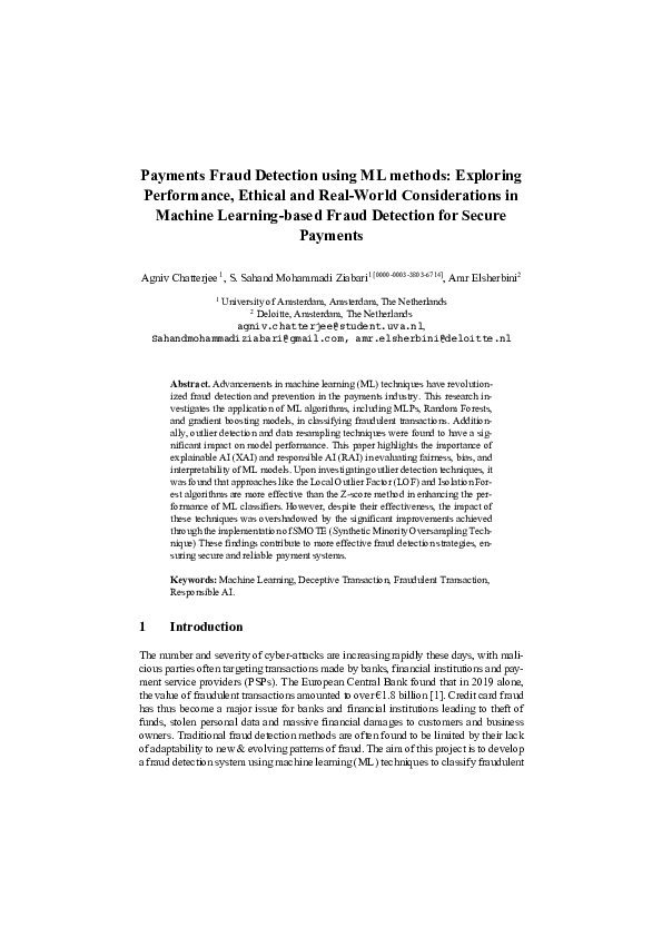 Pdf Payments Fraud Detection Using Ml Methods Exploring Performance