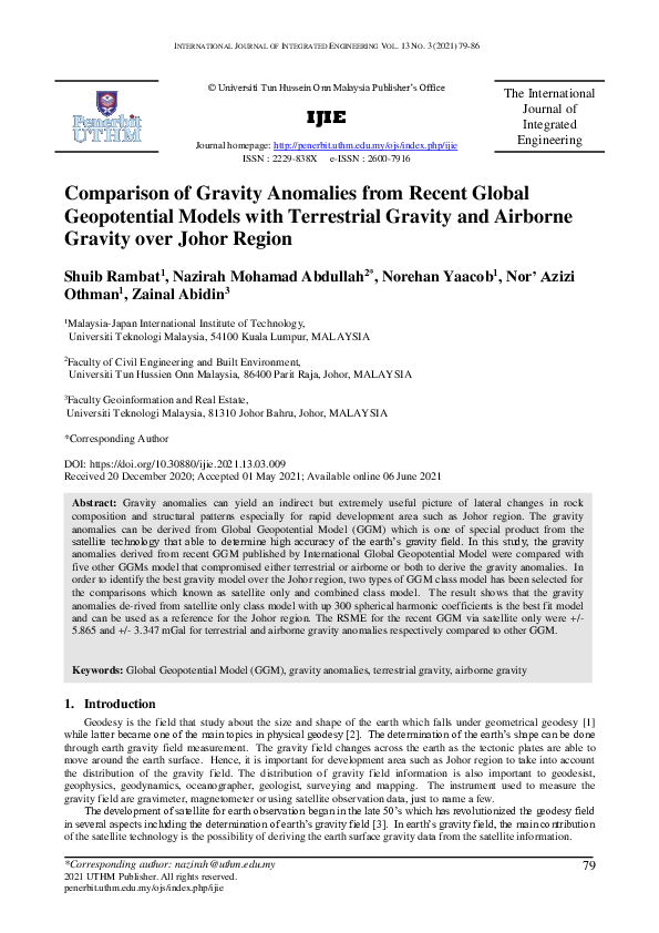 (PDF) Comparison of Gravity Anomalies from Recent Global Geopotential Models with Terrestrial ...
