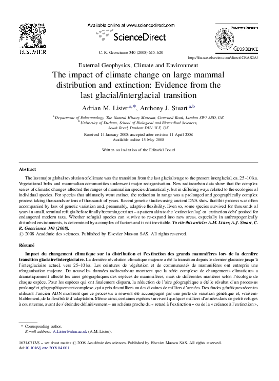 (PDF) The impact of climate change on large mammal distribution and ...
