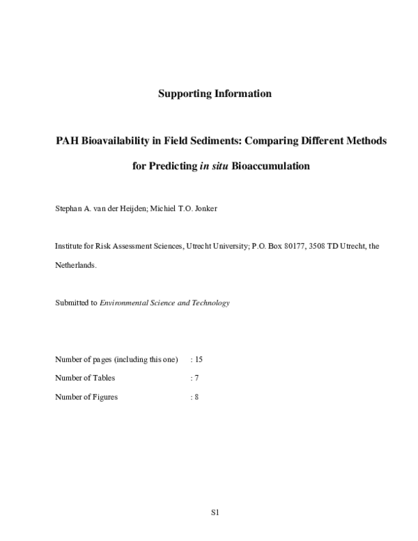 (PDF) PAH Bioavailability in Field Sediments: Comparing Different ...