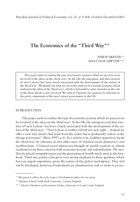 (PDF) The Economics of the Third Way