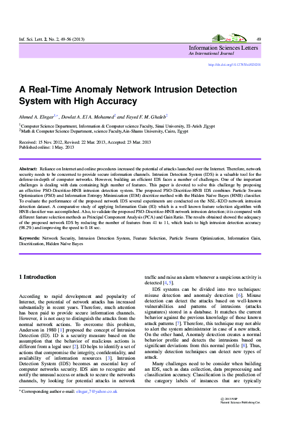 (PDF) A Real-Time Anomaly Network Intrusion Detection System with High Accuracy