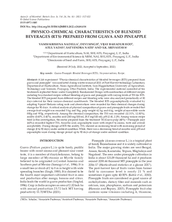 (PDF) Physico–Chemical Characteristics of Blended Beverages (RTS ...