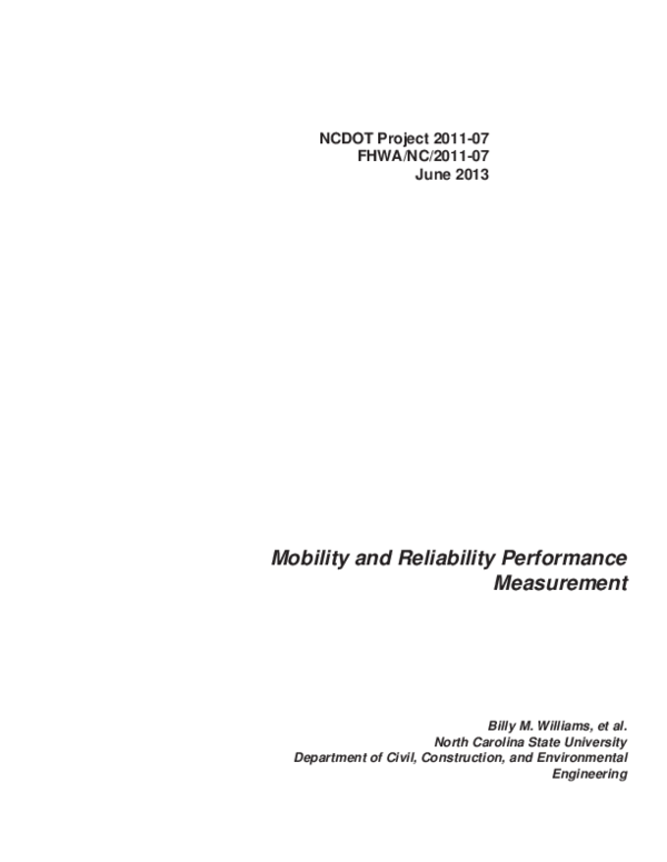 Pdf Mobility And Reliability Performance Measurement