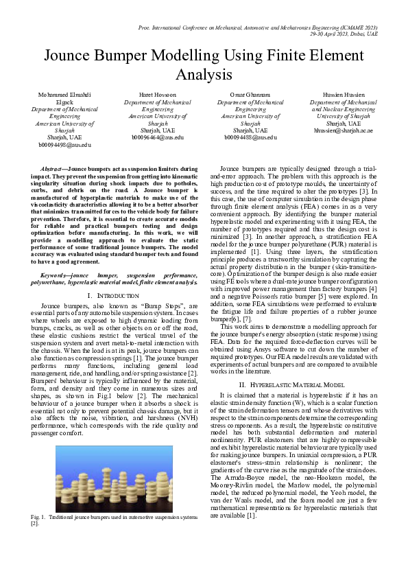 (PDF) Jounce Bumper Modelling Using Finite Element Analysis