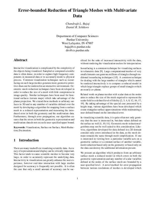 (PDF) Error-bounded reduction of triangle meshes with multivariate data