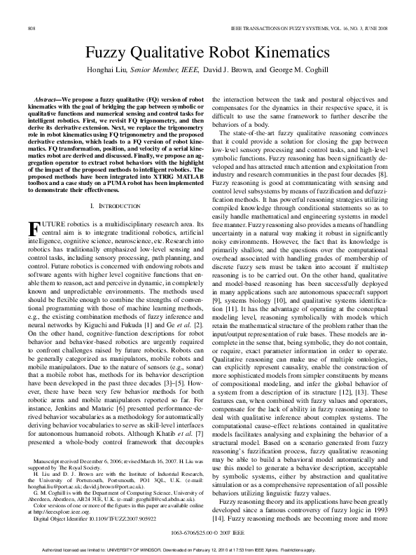 (PDF) Fuzzy Qualitative Robot Kinematics