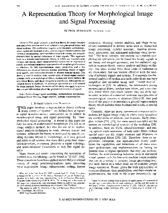 (PDF) A representation theory for morphological image and signal processing