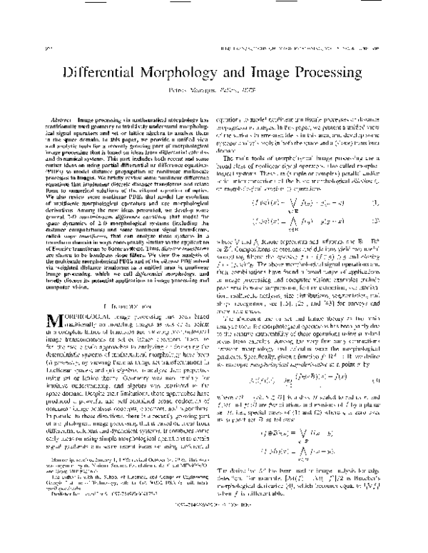 (PDF) Differential morphology and image processing