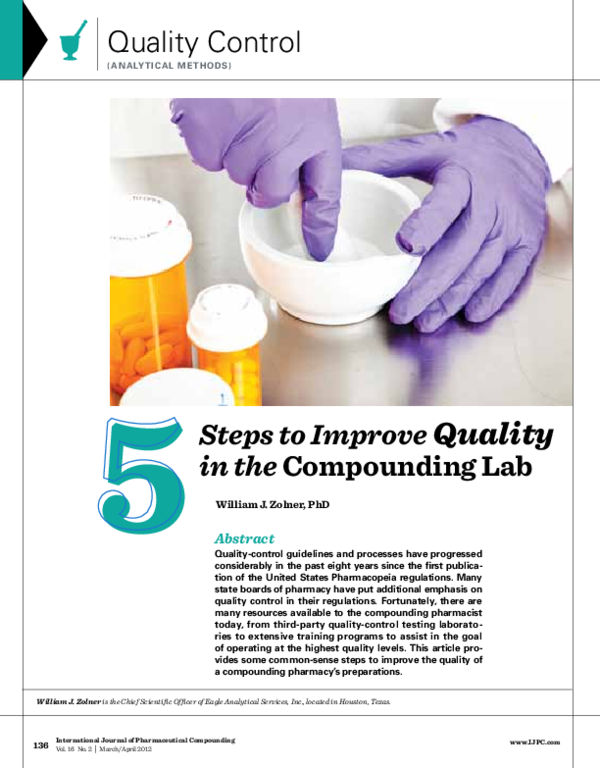 (PDF) Steps to improve quality in the compounding lab