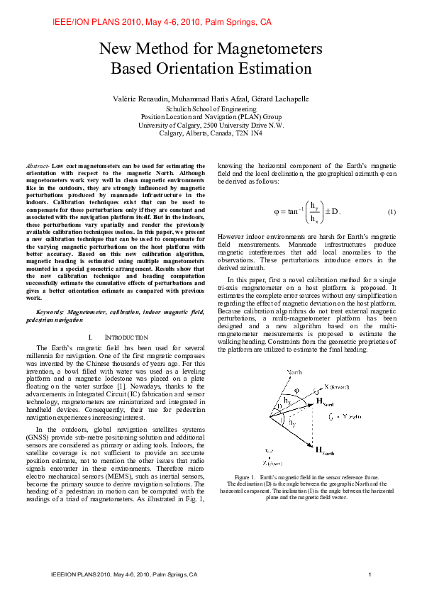 (PDF) New method for magnetometers based orientation estimation