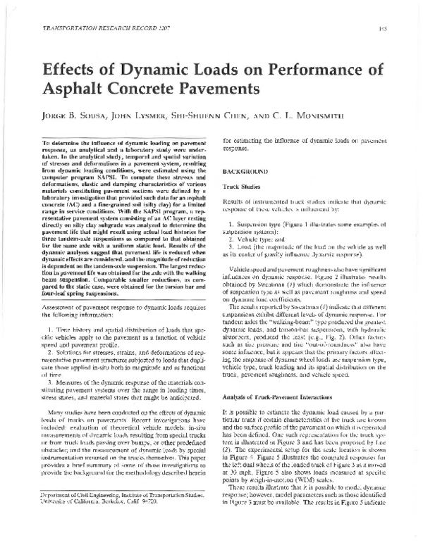 (PDF) Effects of Dynamic Loads on Performance of Asphalt Concrete Pavements