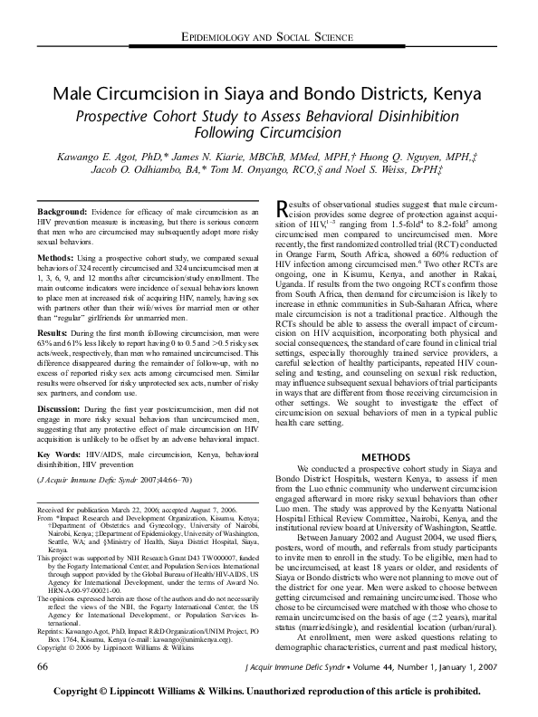 (PDF) Male Circumcision in Siaya and Bondo Districts, Kenya | Tom ...
