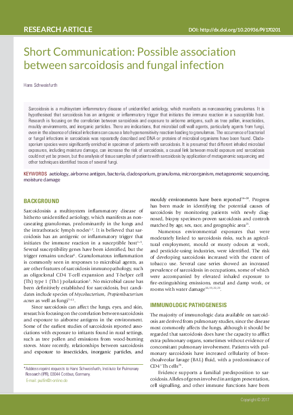 (PDF) Short Communication: Possible association between sarcoidosis and ...