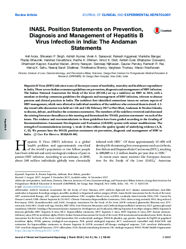 (PDF) INASL Consensus on Hepatitis B in India