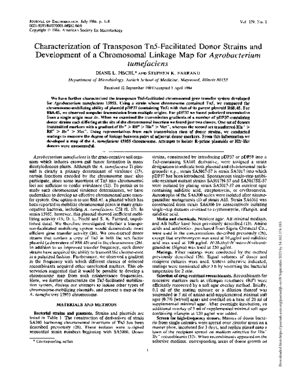 (PDF) Characterization of transposon Tn5-facilitated donor strains and ...