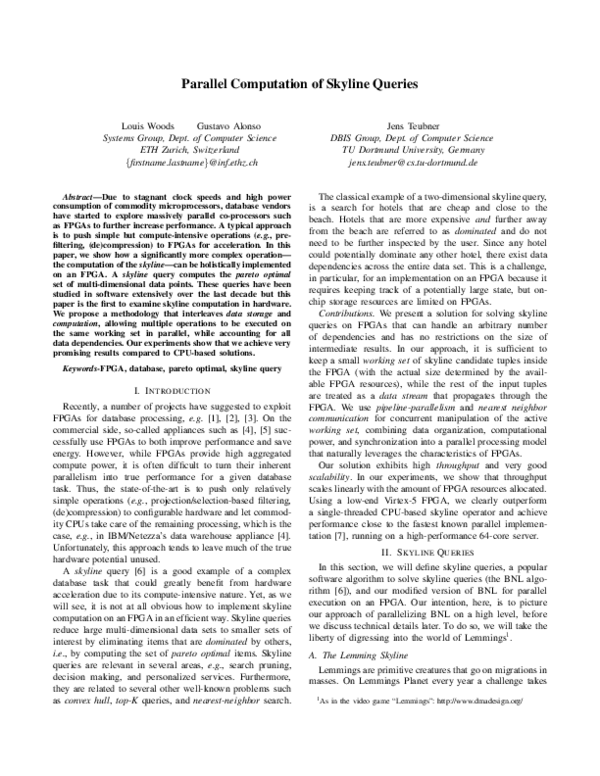 Pdf Parallel Computation Of Skyline Queries Gustavo Alonso
