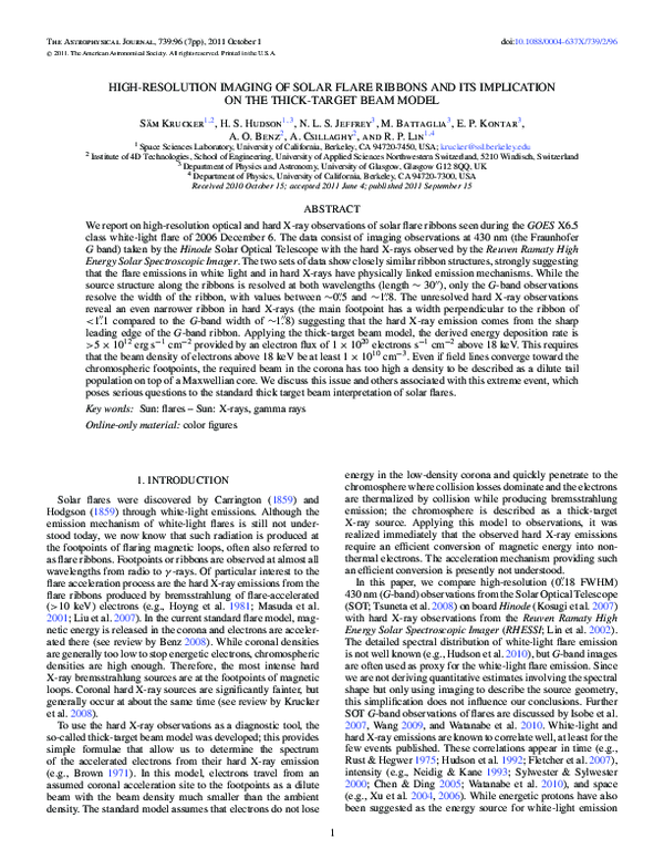 (PDF) High-Resolution Imaging of Solar Flare Ribbons and Its ...