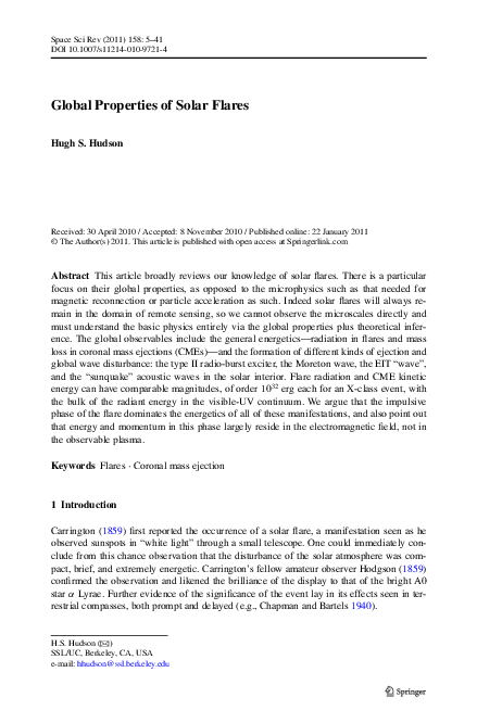 (PDF) Global Properties of Solar Flares