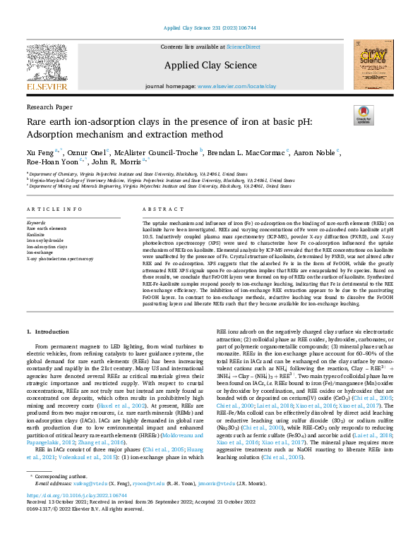 (PDF) Rare earth ion-adsorption clays in the presence of iron at basic ...