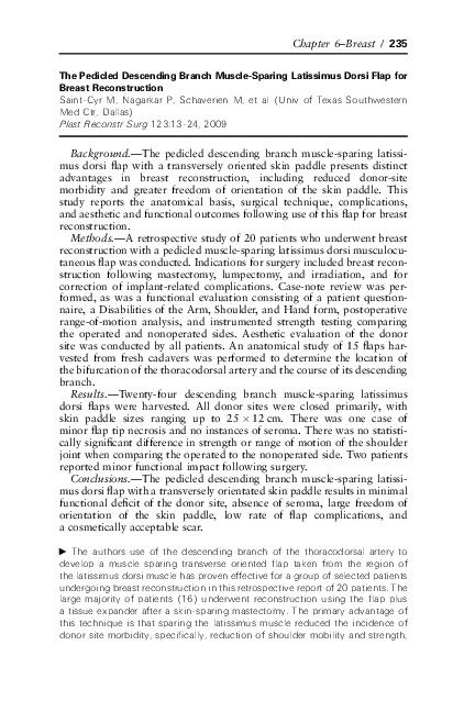 (PDF) The pedicled descending branch muscle-sparing latissimus dorsi ...