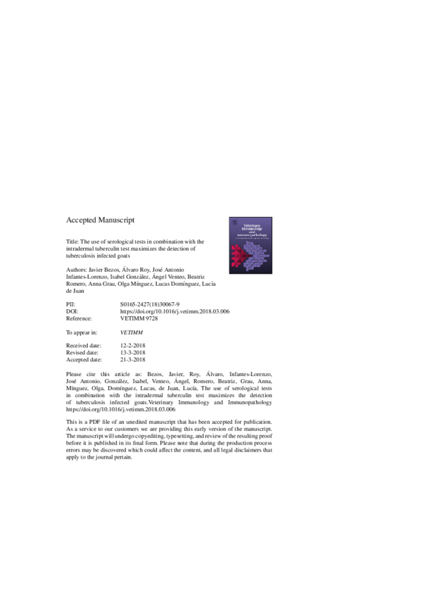 (PDF) The use of serological tests in combination with the intradermal ...