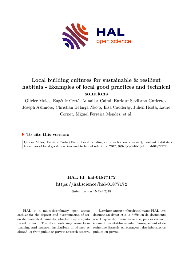 (PDF) Local building cultures for sustainable & resilient habitats ...