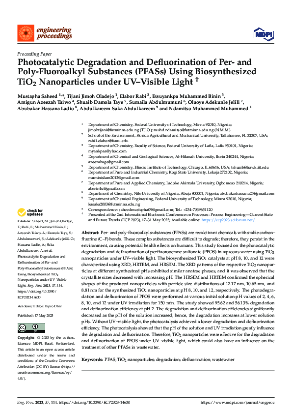 (PDF) Photocatalytic Degradation and Defluorination of Per- and Poly ...