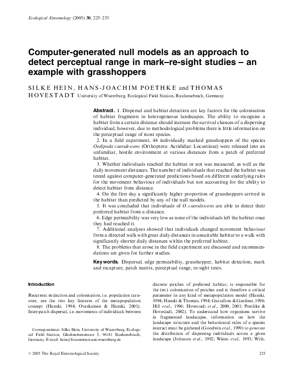 (PDF) Computer-generated null models as an approach to detect ...