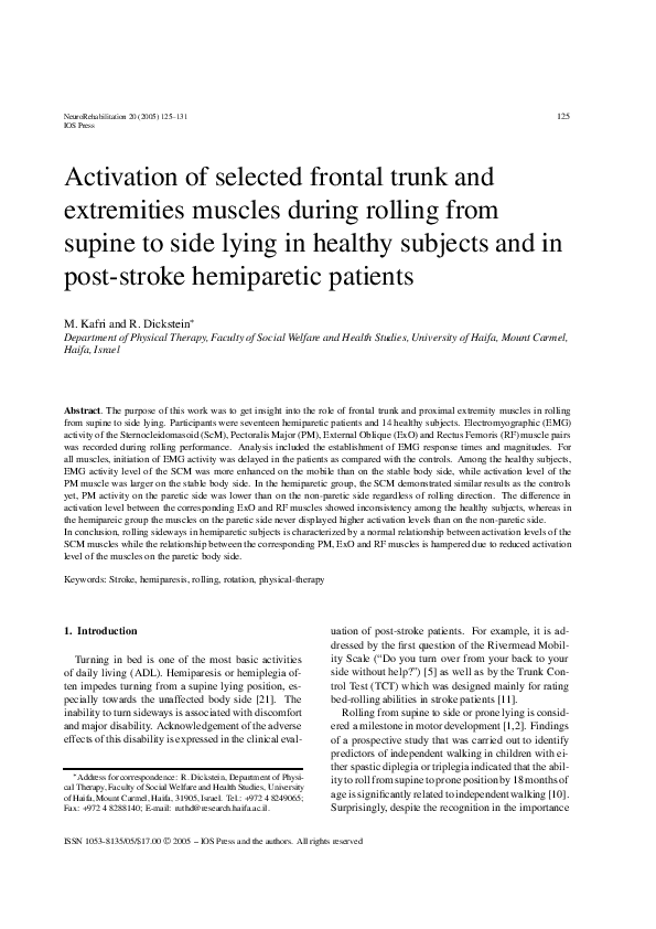 (PDF) Activation of selected frontal trunk and extremities muscles ...