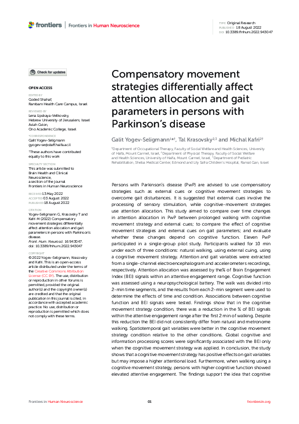 (PDF) Compensatory movement strategies differentially affect attention allocation and gait ...