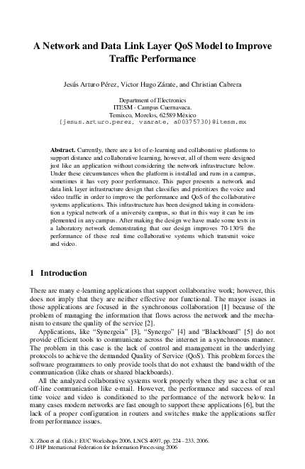 (PDF) A Network and Data Link Layer QoS Model to Improve Traffic Performance