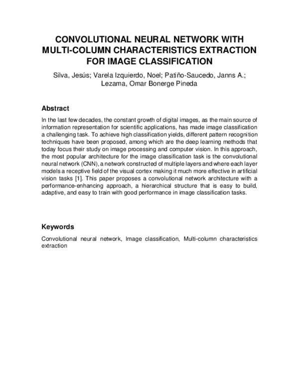 (PDF) Convolutional Neural Network with Multi-column Characteristics Extraction for Image ...