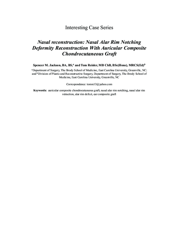 (PDF) Nasal reconstruction: Nasal Alar Rim Notching Deformity ...