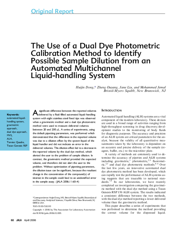 (PDF) The Use of a Dual Dye Photometric Calibration Method to Identify ...