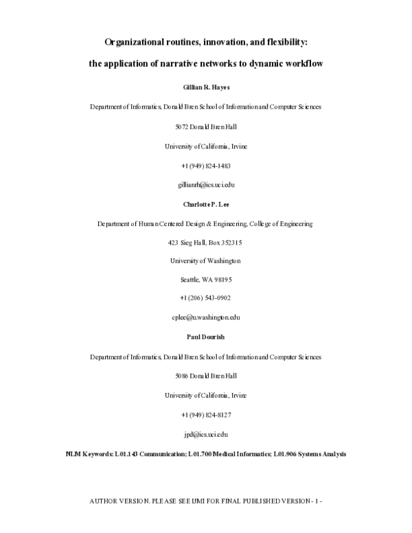 (PDF) Organizational routines, innovation, and flexibility: The application of narrative ...