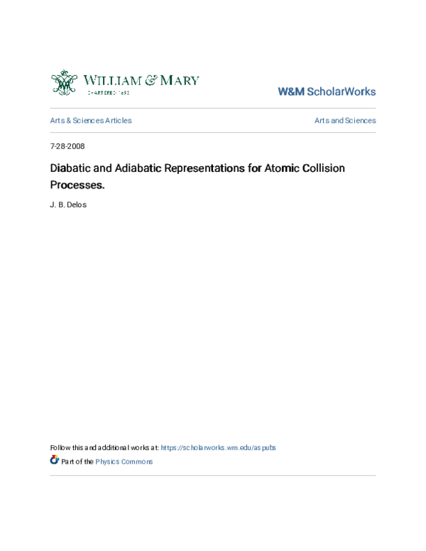 (PDF) Diabatic and adiabatic representations for atomic collision processes