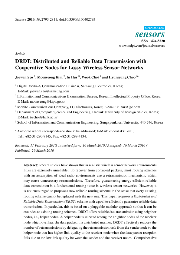 (PDF) Article DRDT: Distributed and Reliable Data Transmission with Cooperative Nodes for Lossy ...