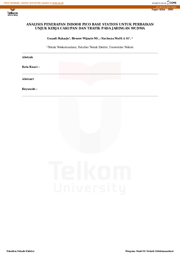(PDF) Analisis Penerapan Indoor Pico Base Station Untuk Perbaikan Unjuk Kerja Cakupan Dan Trafik ...