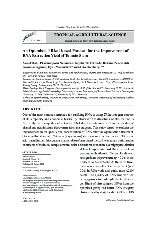 (PDF) TROPICAL AGRICULTURAL SCIENCE