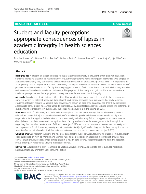 Pdf Student And Faculty Perceptions Appropriate Consequences Of