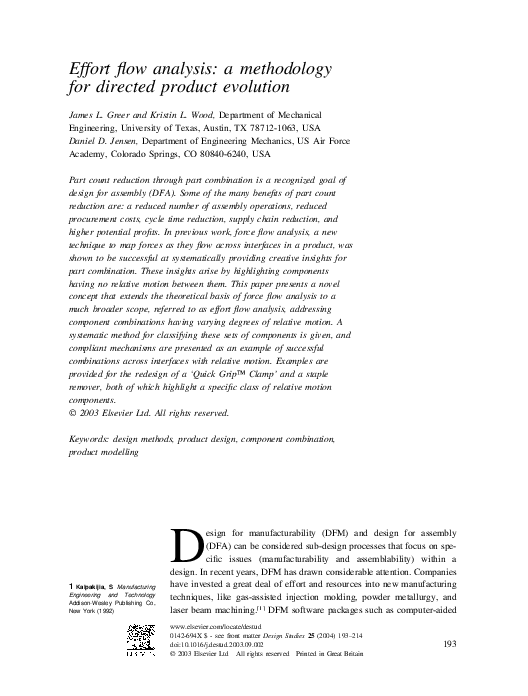 (PDF) Effort flow analysis: a methodology for directed product evolution