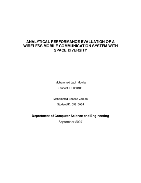 (PDF) Analytical performance evaluation of a wireless mobile ...